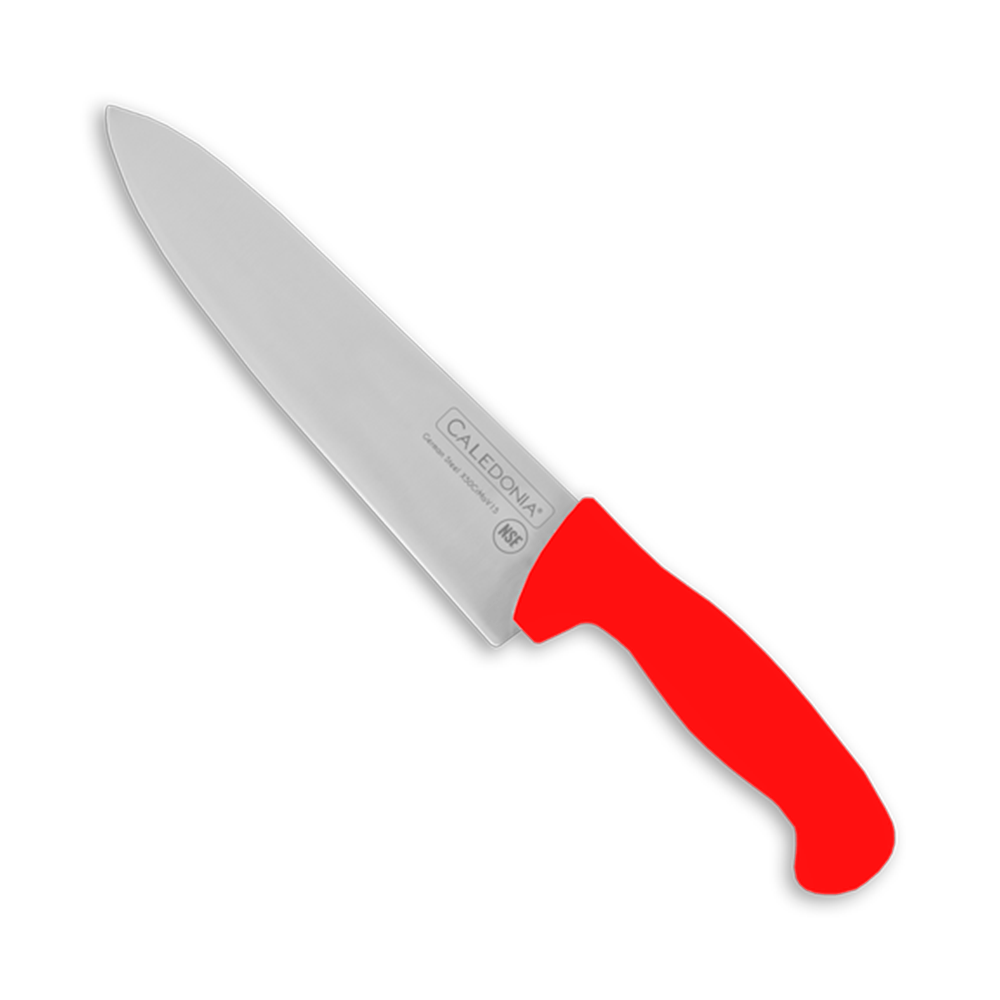 Cuchillo Chef 8" filo profesional. Mango ergonómico. Color rojo (12 pzas)